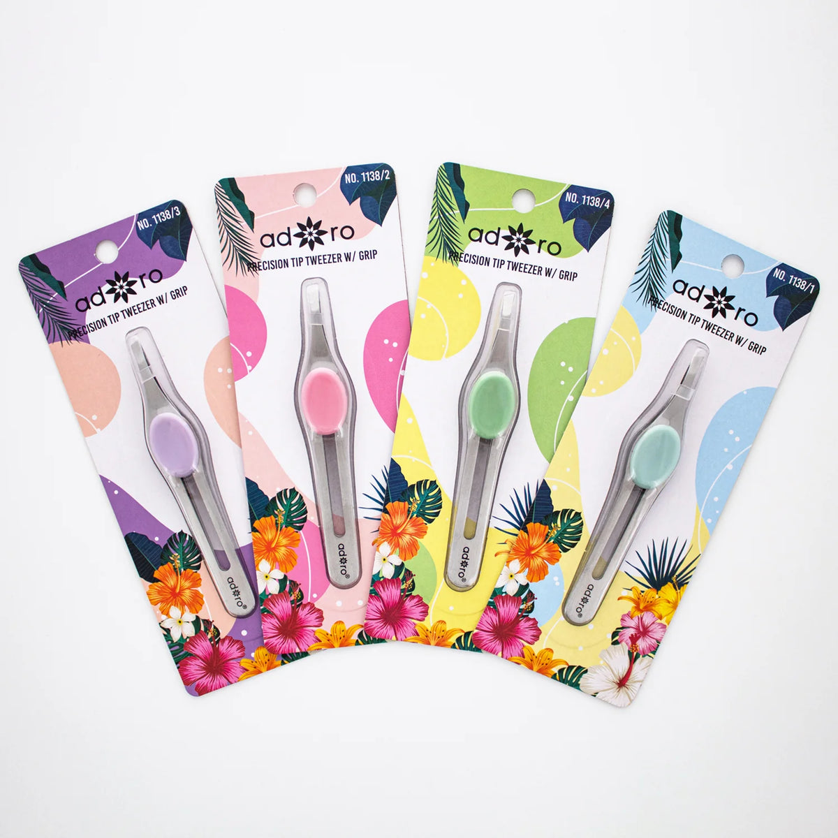 ADORO- PRECISION TIP- TWEEZER WITH GRIP- 12PCS MIX COLORS ...