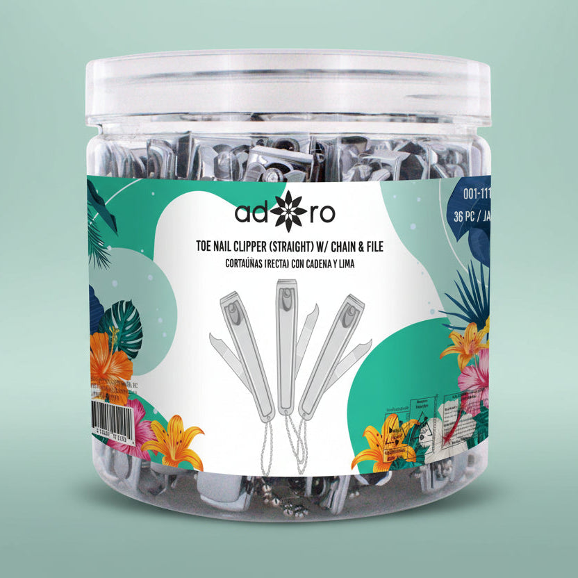 ADORO- TOE NAIL CLIPPER (STRAIGHT) W/ CHAIN FILE- 36PCS ...