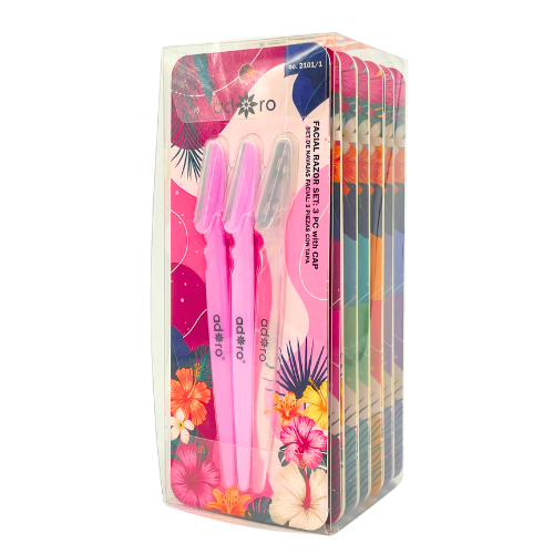 ADORO- FACIAL RAZOR 3PCS SET- 12PCS – Shopcosmeticsandmore