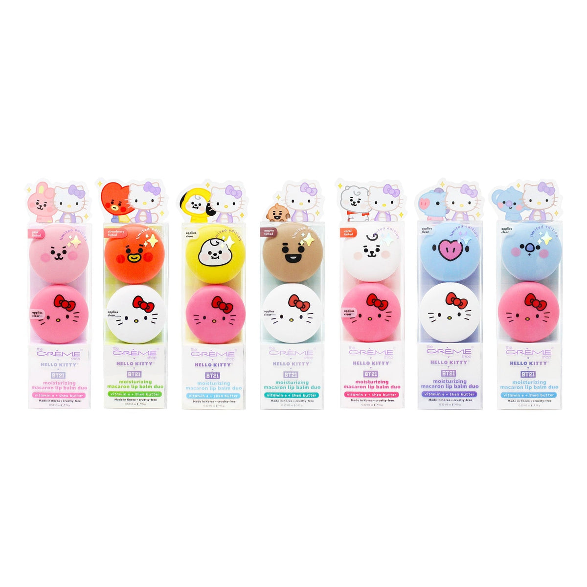 THE CREME SHOP - HELLO KITY & BT21 MOISTURIZING MACARON LIP BALM DUO ...