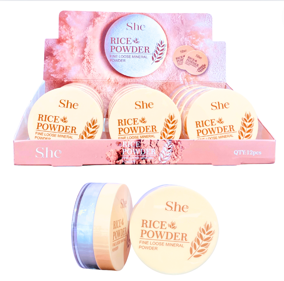 SHE MAKEUP- RICE POWDER- FINE LOOSE MINERAL POWDER-12PCS ...