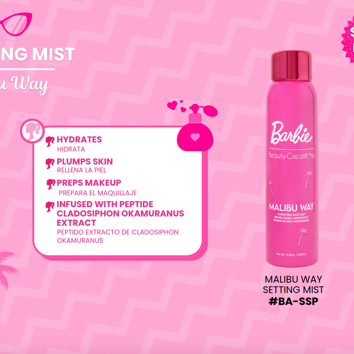 BARBIE X BEAUTY CREATIONS "MALIBU WAY" SETTING MIST (1PC) LIMITED EDIT ...