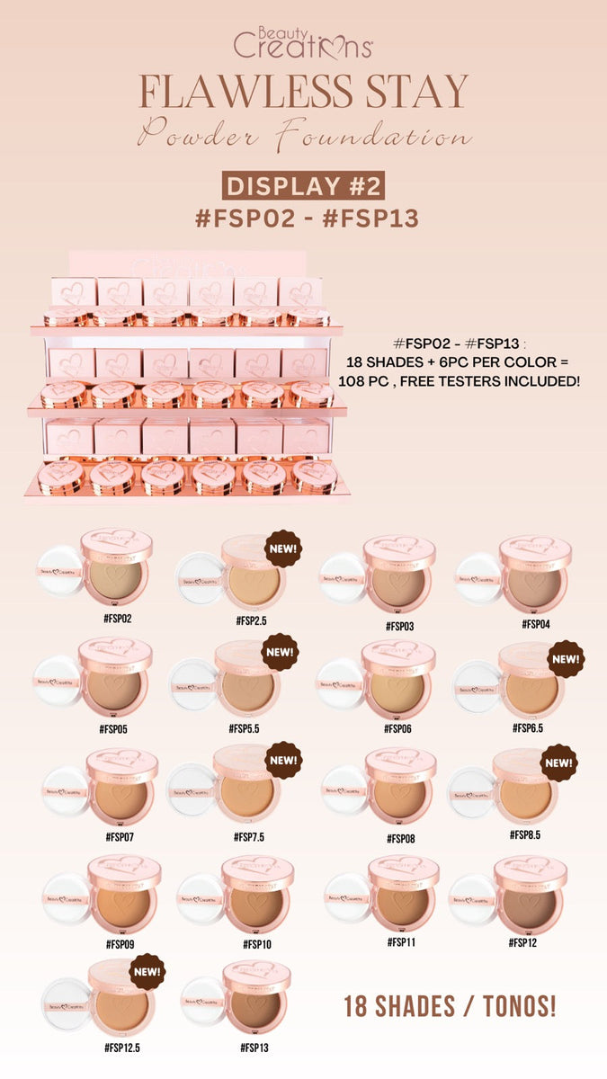 BEAUTY CREATIONS - FLAWLESS STAY POWDER FOUNDATION - DISPLAY 2 ...