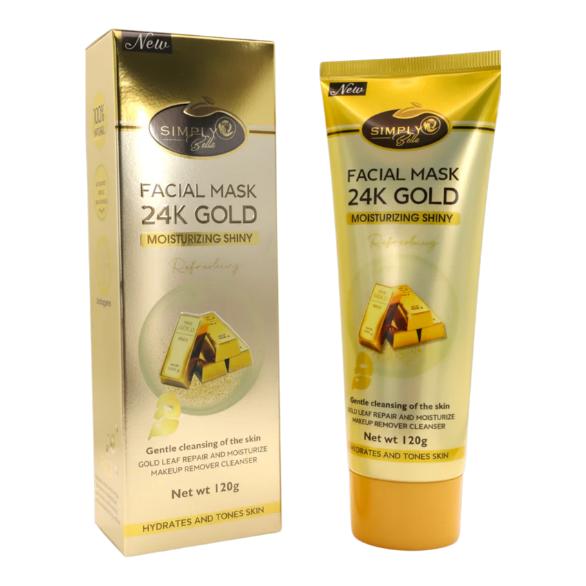 SIMPLY BELLA - FACIAL MASK 24K GOLD - MOISTURIZING SHINY - (1PC ...
