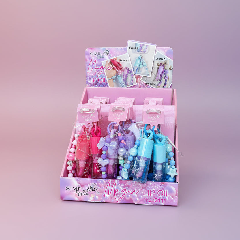 SIMPLY BELLA- MAGIC LIP OIL WITH BEAD CHARM- 24PCS – Shopcosmeticsandmore